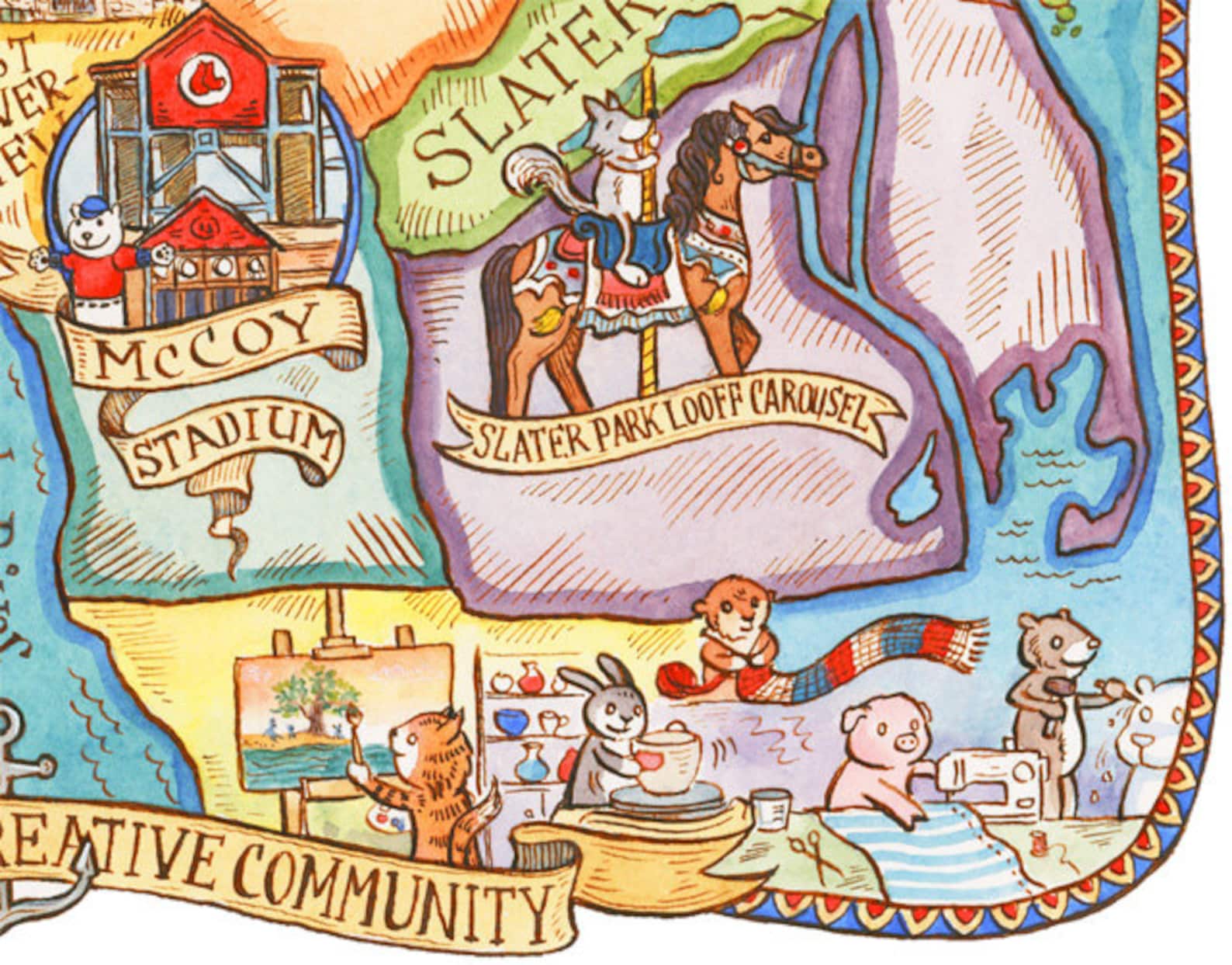 Pawtucket Rhode Island Map Art Print 16x20 | Etsy