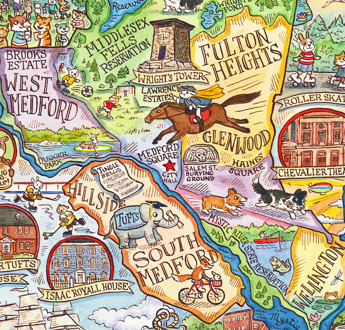 Medford Massachusetts Map Art Print 11x 14 - Etsy