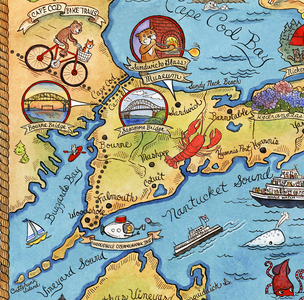 Map of Cape Cod Art Print 8 X10 | Etsy UK
