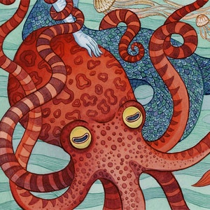 Mermaid Octopus Archival Art Print 8"x10" - Etsy