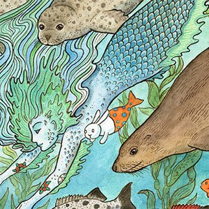 Mermaid California Kelp Forest Art Print 8"x10" - Etsy