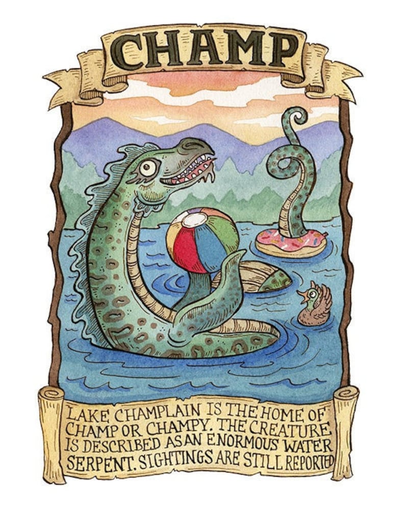 Champ Lake Champlain Monster Cryptozoology Art Print - Etsy