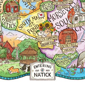 Natick Massachusetts Map Art Print 8"x 10" - Etsy