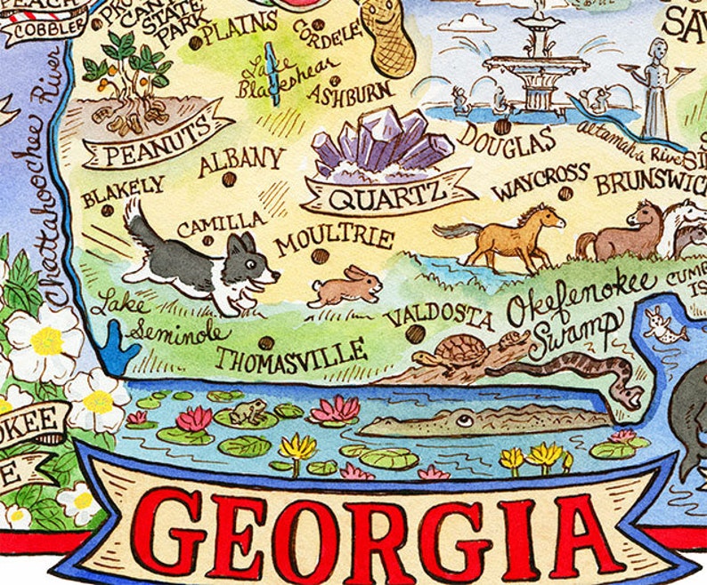 Georgia Map Art Print 11x 14 - Etsy