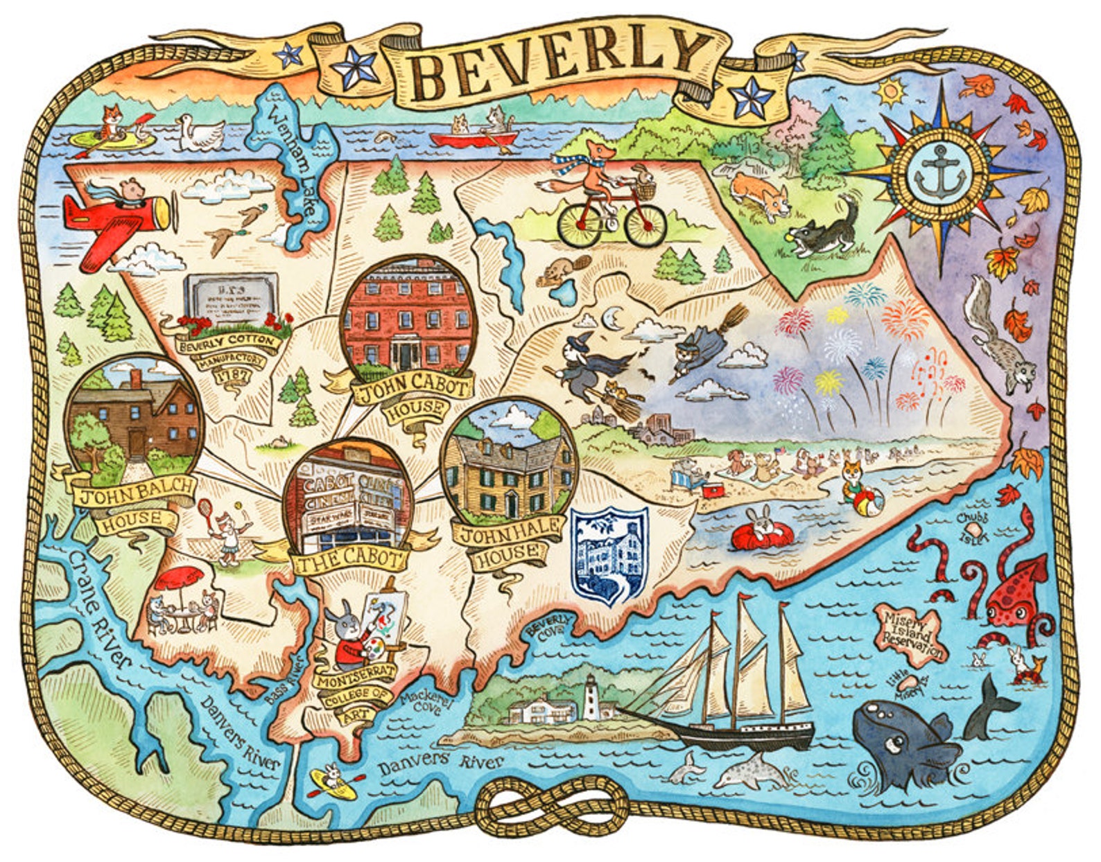 Beverly Massachusetts Map 11"x14" Art Print - Etsy