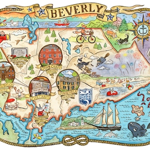 Beverly Massachusetts Map 11"x14" Art Print - Etsy