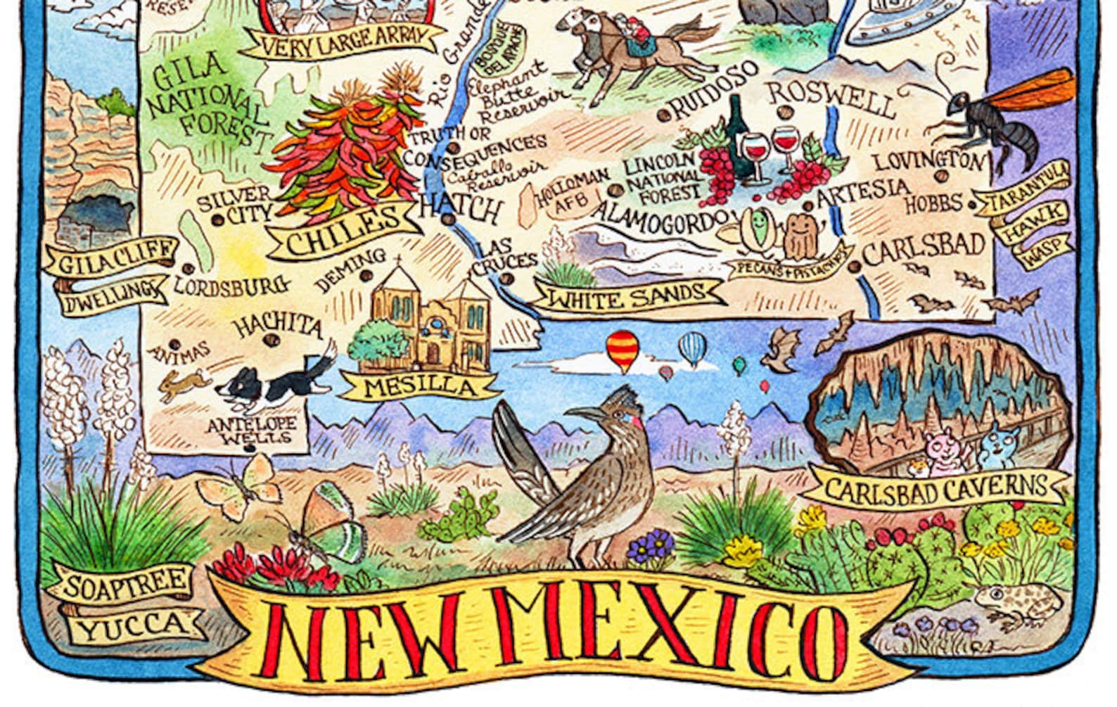 New Mexico State Map Art Print 8 X 10 - Etsy