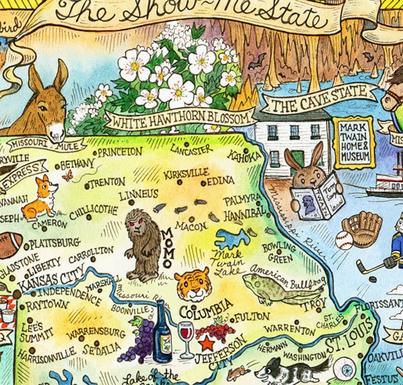 Missouri State Map Art Print 8" X 10" - Etsy