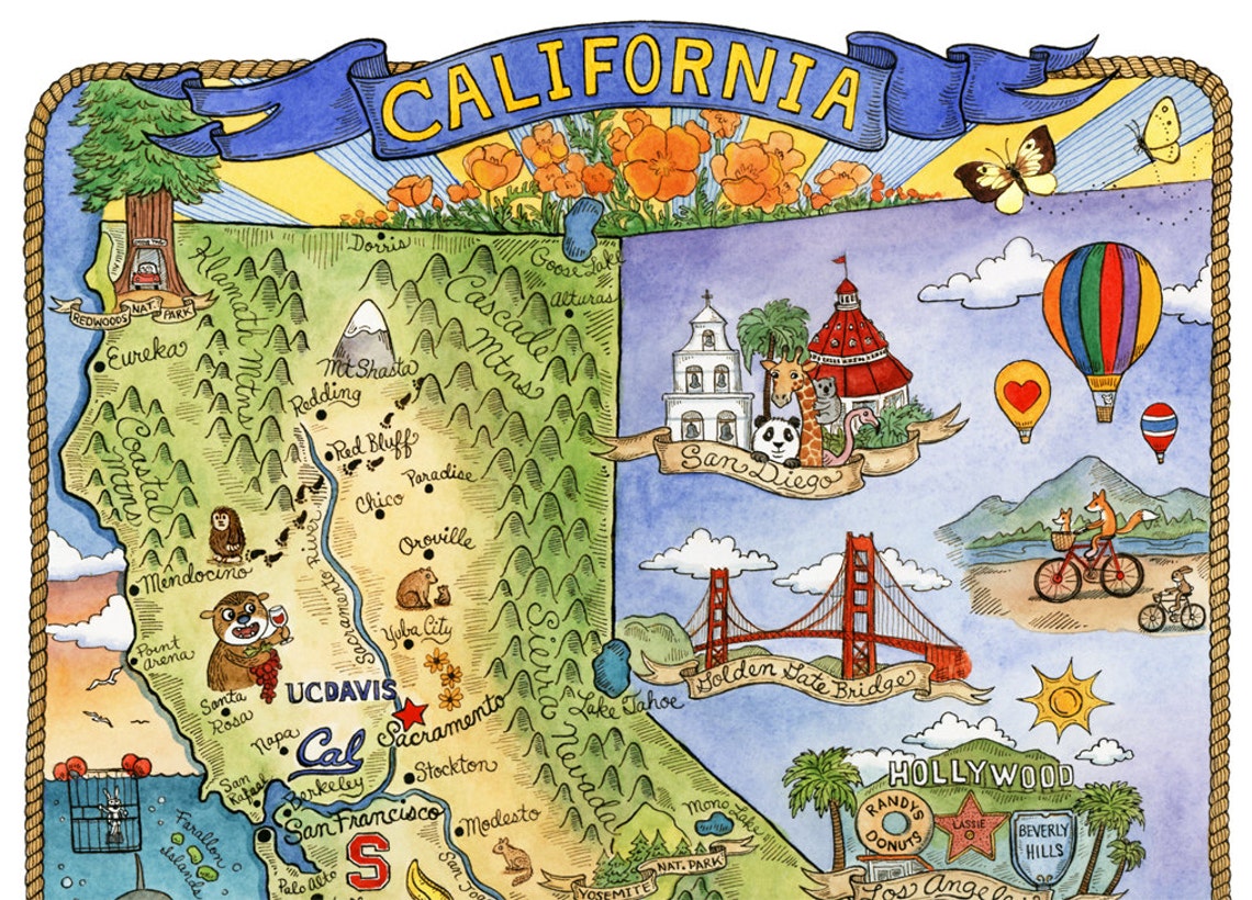 California Map Art Print 8 X 10 | Etsy
