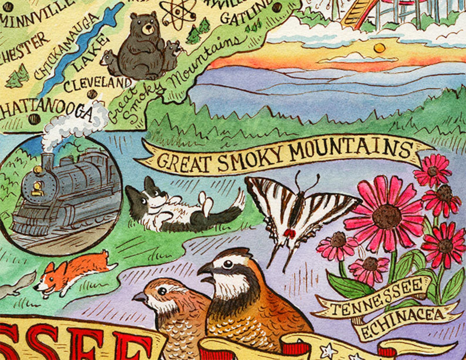 Tennessee State Map 8x10 - Etsy