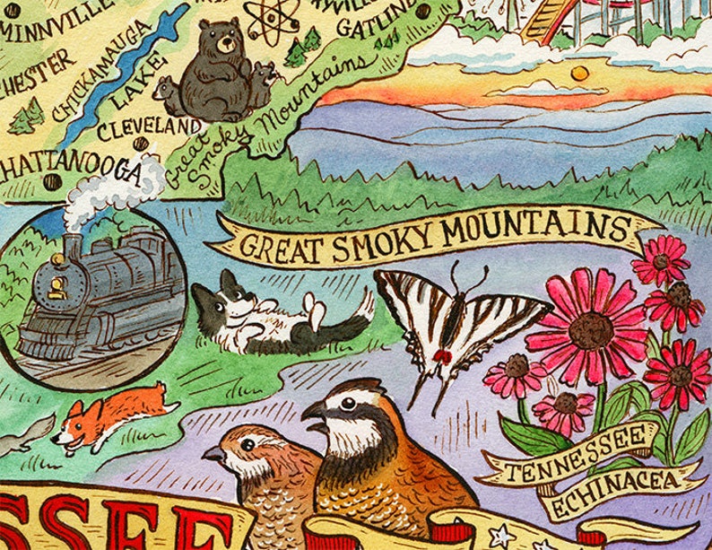 Tennessee State Map 16"x20" - Etsy