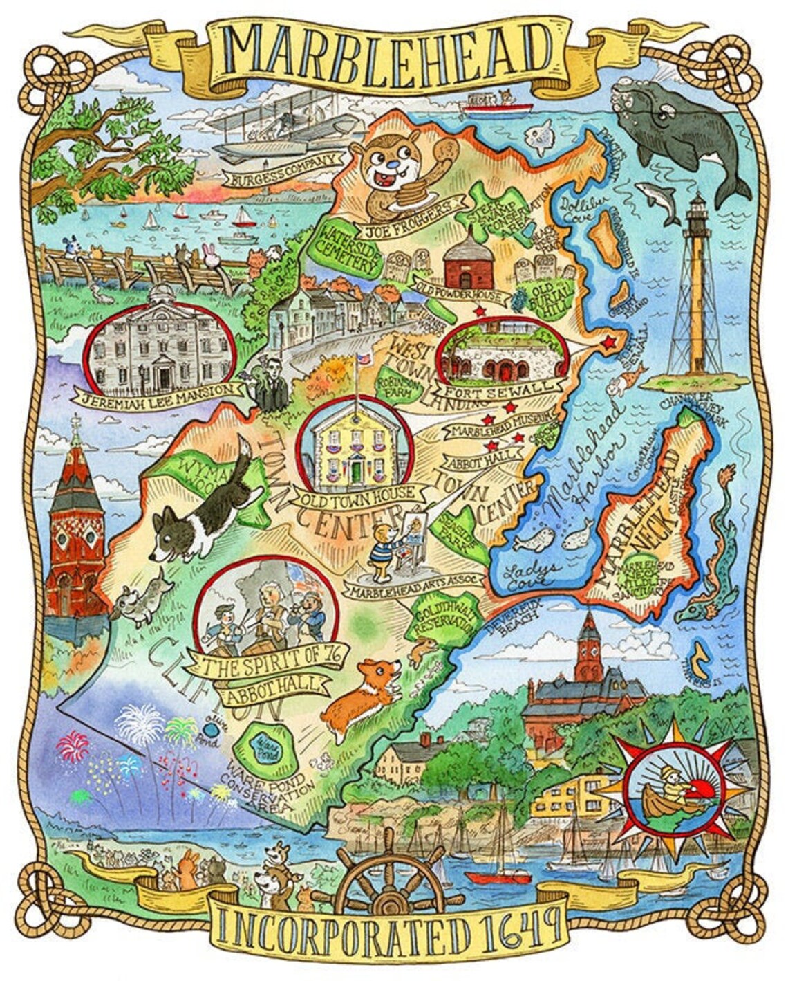 Marblehead Massachusetts Map Art Print 11"x 14" - Etsy
