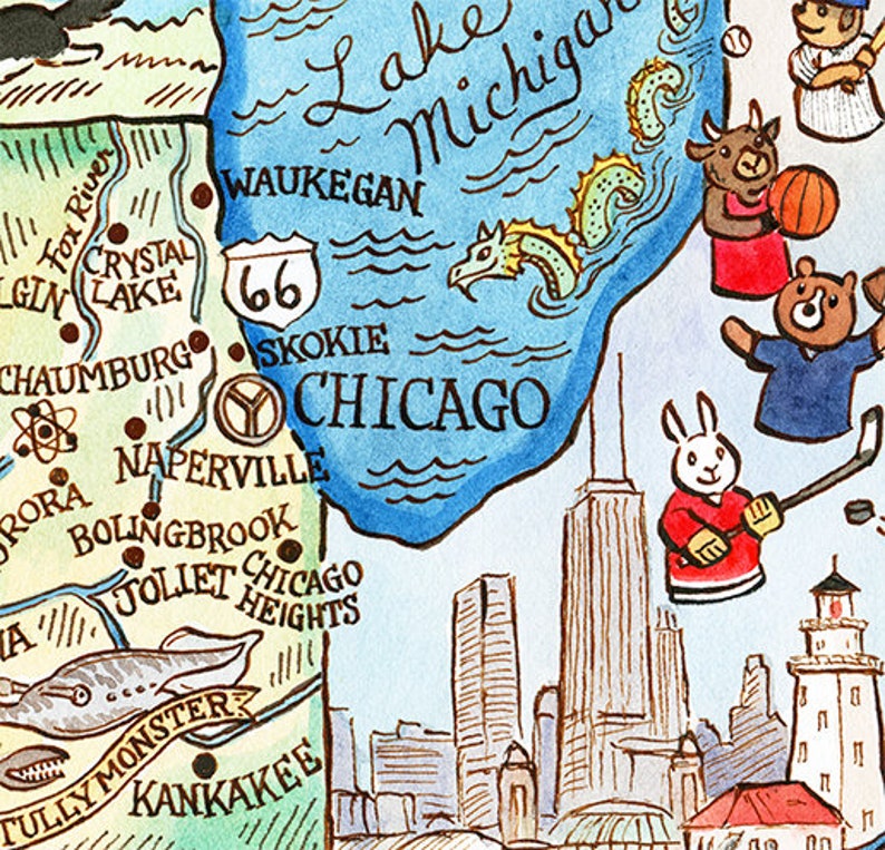 Illinois Map Art Print 11"x 14" - Etsy
