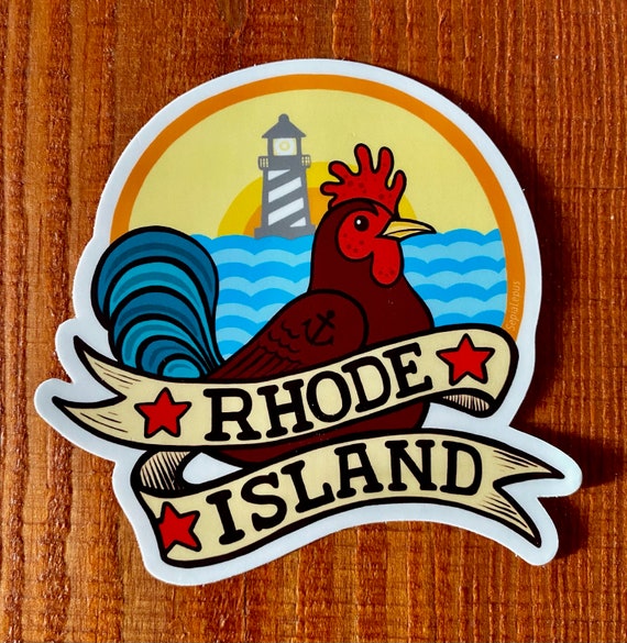 Rhode Island Red Rooster Vinyl Sticker 4 | Etsy