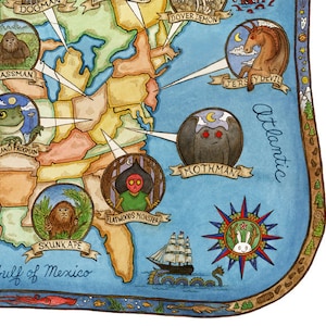 North America Cryptids Map Art Print 8" X10" - Etsy