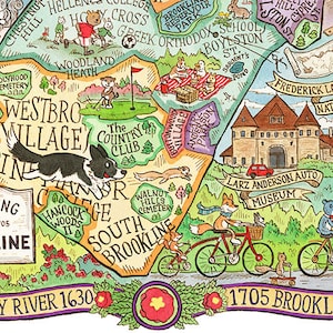 Brookline Massachusetts Map Art Print 8"x 10" - Etsy