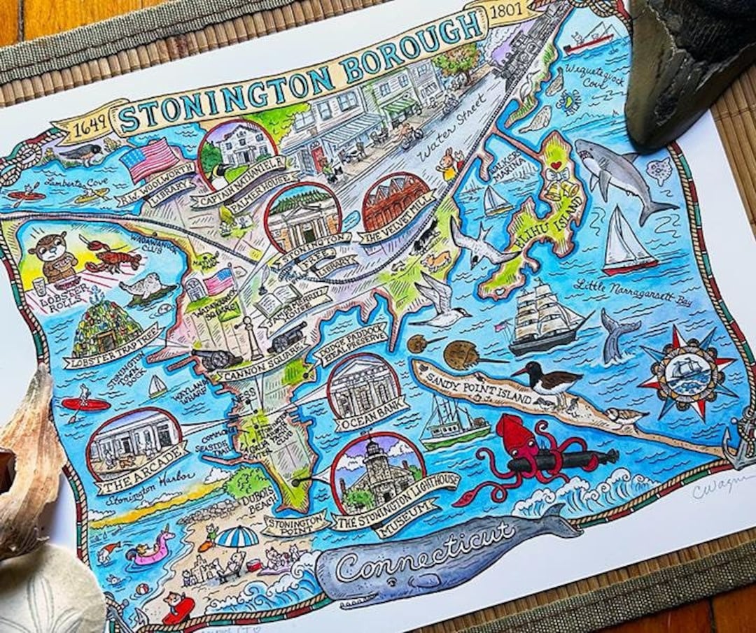 Stonington Borough Connecticut Map Art Print 8"x10" - Etsy