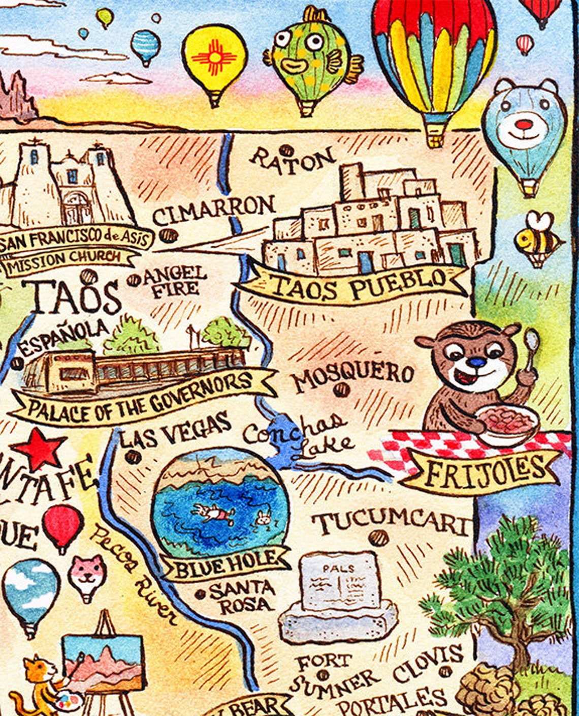 New Mexico State Map Art Print 16 X 20 - Etsy