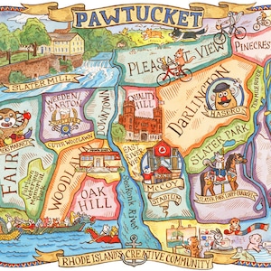 Pawtucket Rhode Island Map Art Print 16"x20" - Etsy