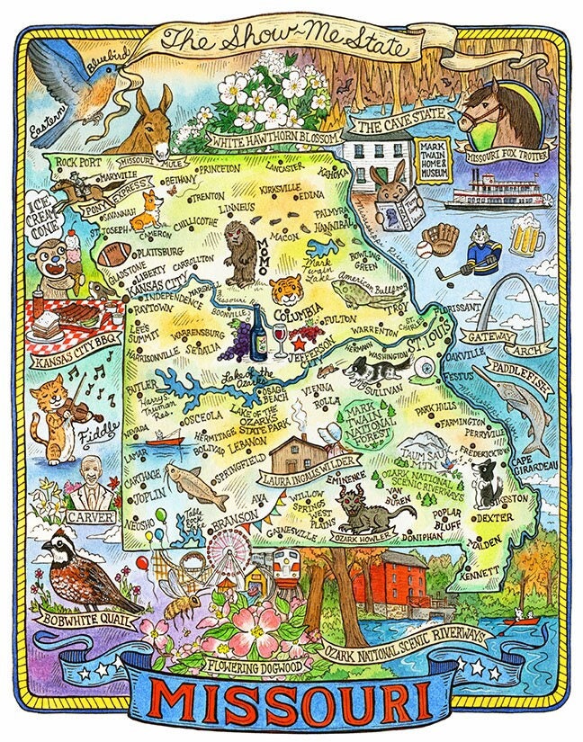 Missouri State Map Art Print 8" X 10" - Etsy