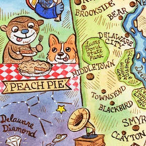 Delaware State Map Art Print 8" X 10" - Etsy