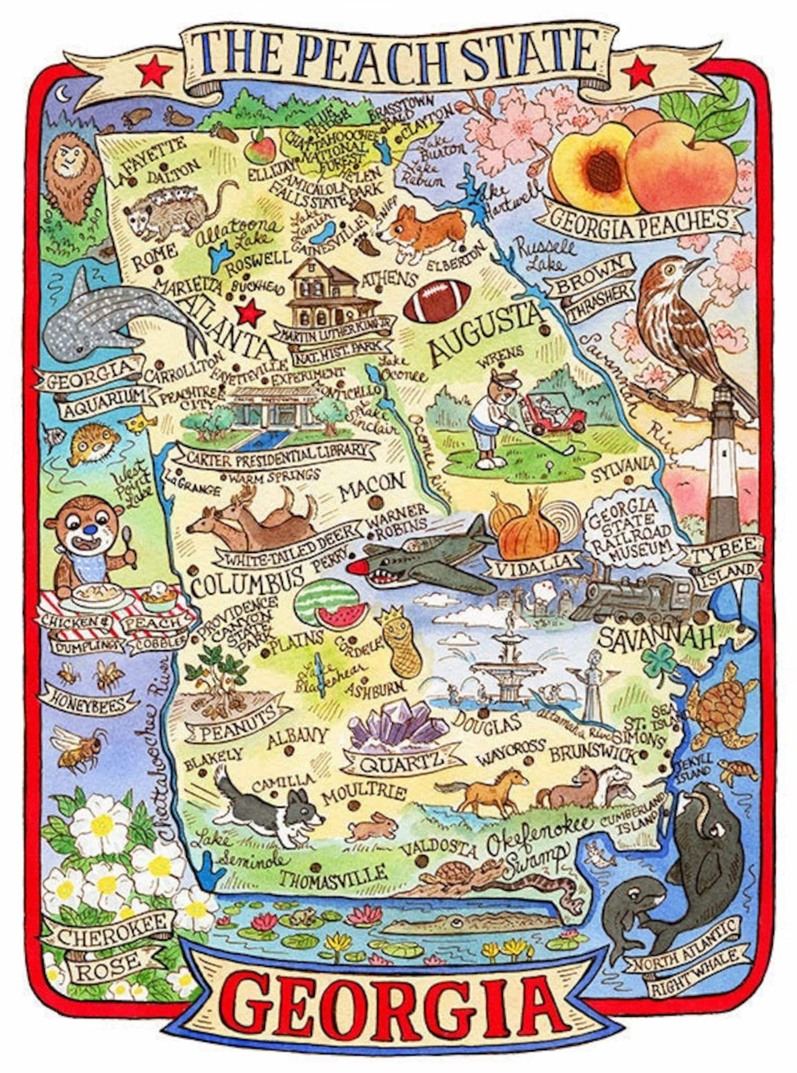 Georgia Map Art Print 16"x 20" - Etsy