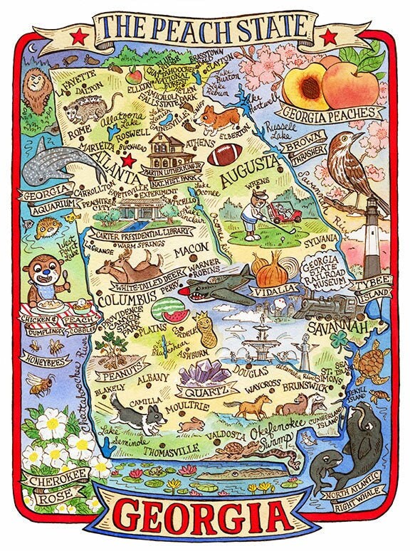 Georgia Map Art Print 16"x 20" - Etsy