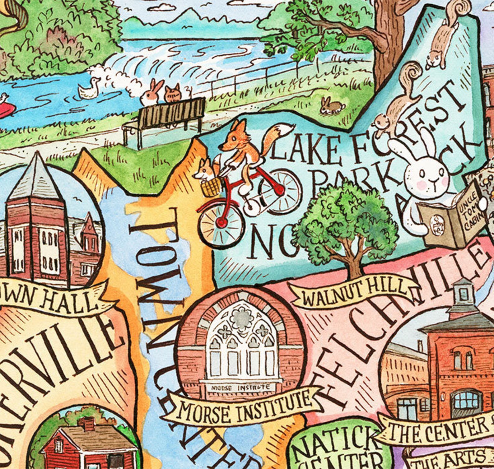 Natick Massachusetts Map Art Print 8x 10 - Etsy