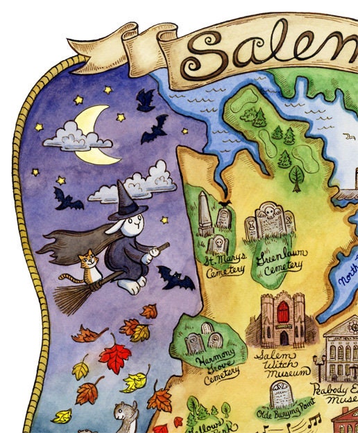 Map of Salem Massachusetts Art Print 11" X 14" - Etsy