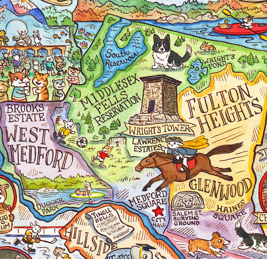 Medford Massachusetts Map Art Print 11x 14 - Etsy