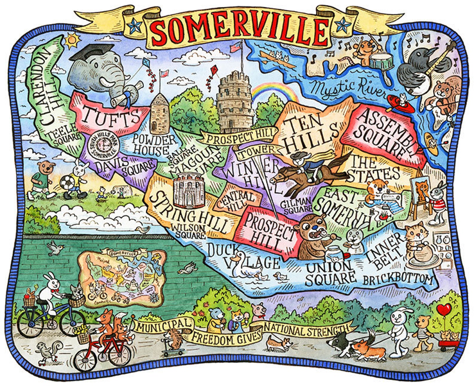 Somerville Map Art Print 8x 10 Art Print | Etsy