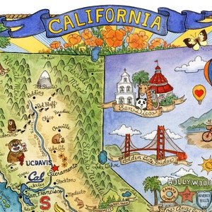 California State Art Map 16" X 20" - Etsy