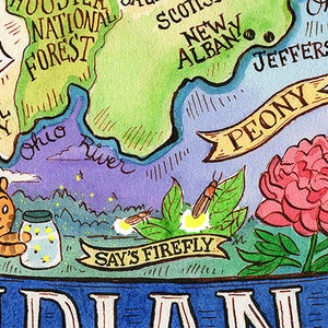 Indiana State Map Art Print 16" X 20" - Etsy