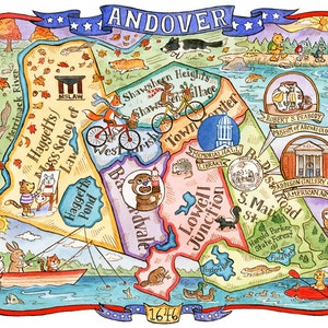 Andover Massachusetts Map Art Print 11"x 14" - Etsy