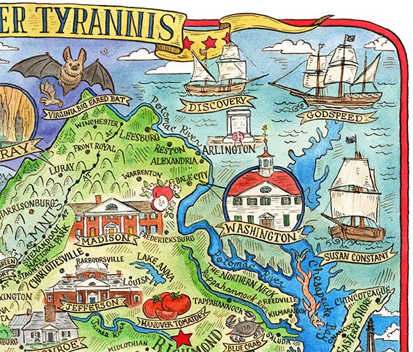 Virginia State Map 11"x 14" Art Print - Etsy