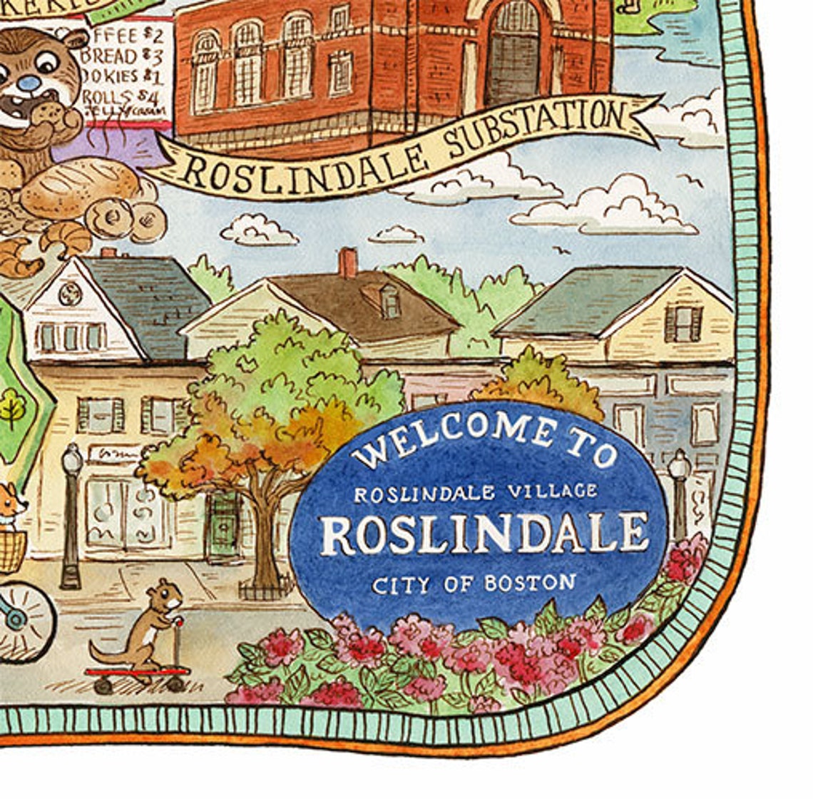 Roslindale Boston Massachusetts Neighborhood Map Art Print | Etsy