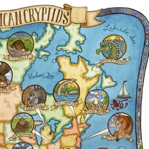 North America Cryptids Map Art Print 8" X10" - Etsy