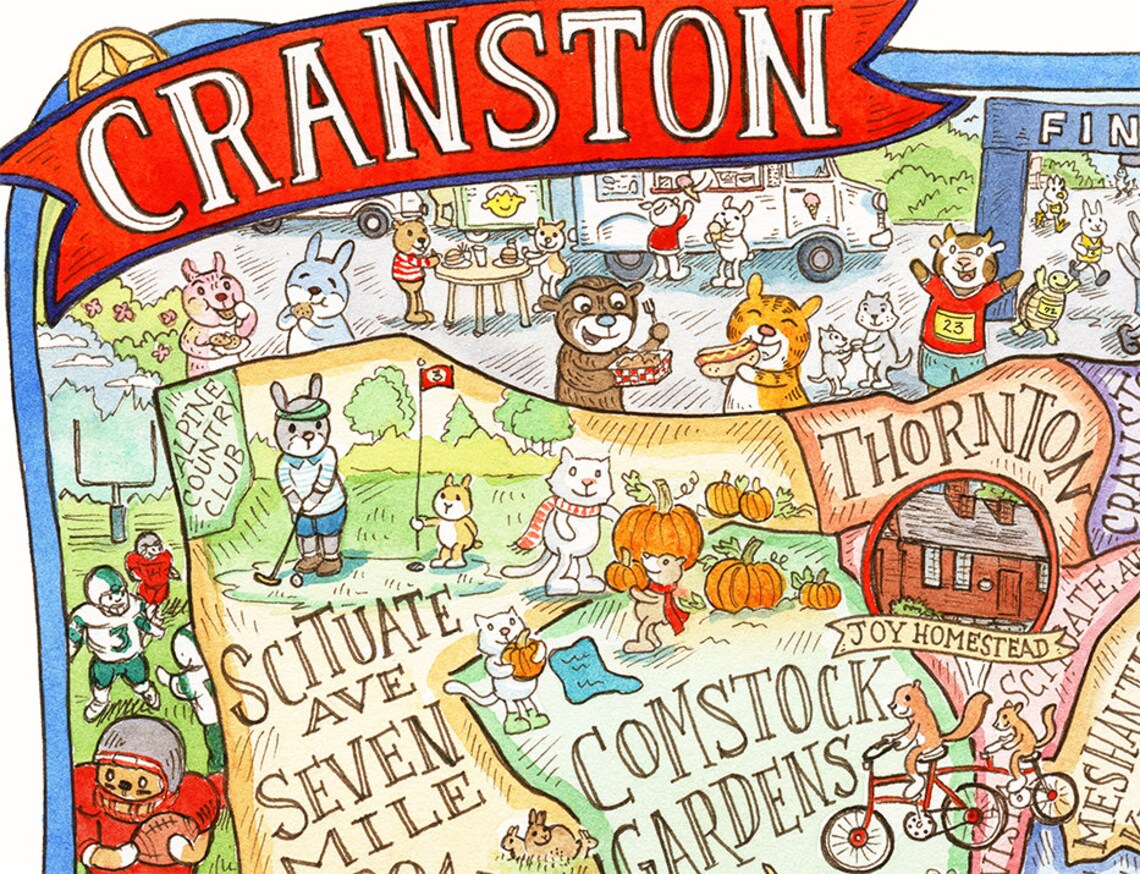 Cranston Rhode Island Art Map 8x10 - Etsy