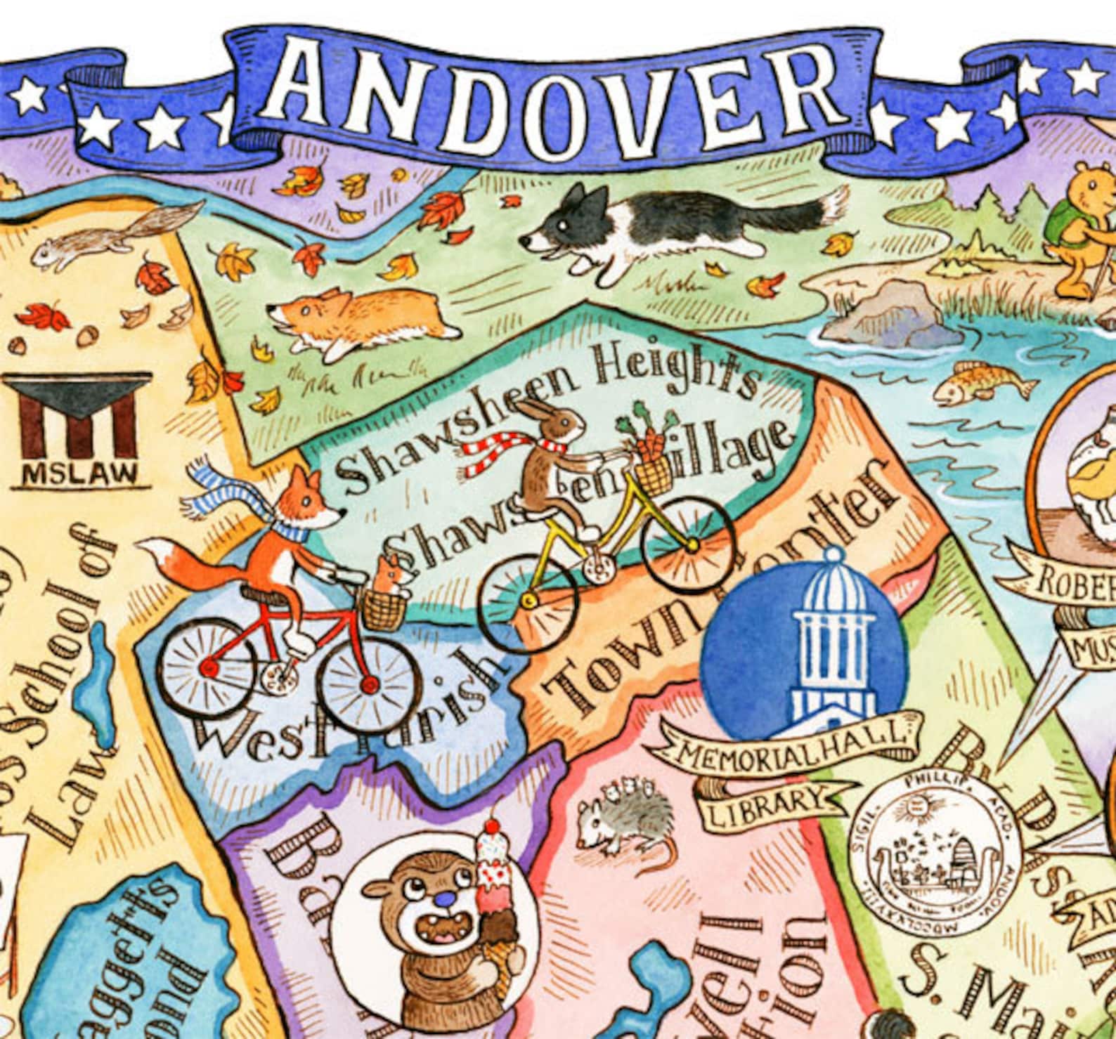 Andover Massachusetts Map Art Print 11x 14 | Etsy