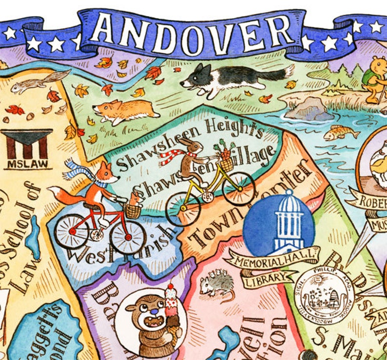 Andover Massachusetts Map Art Print 8x 10 | Etsy