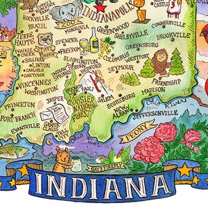Indiana State Map Art Print 8" X 10" - Etsy