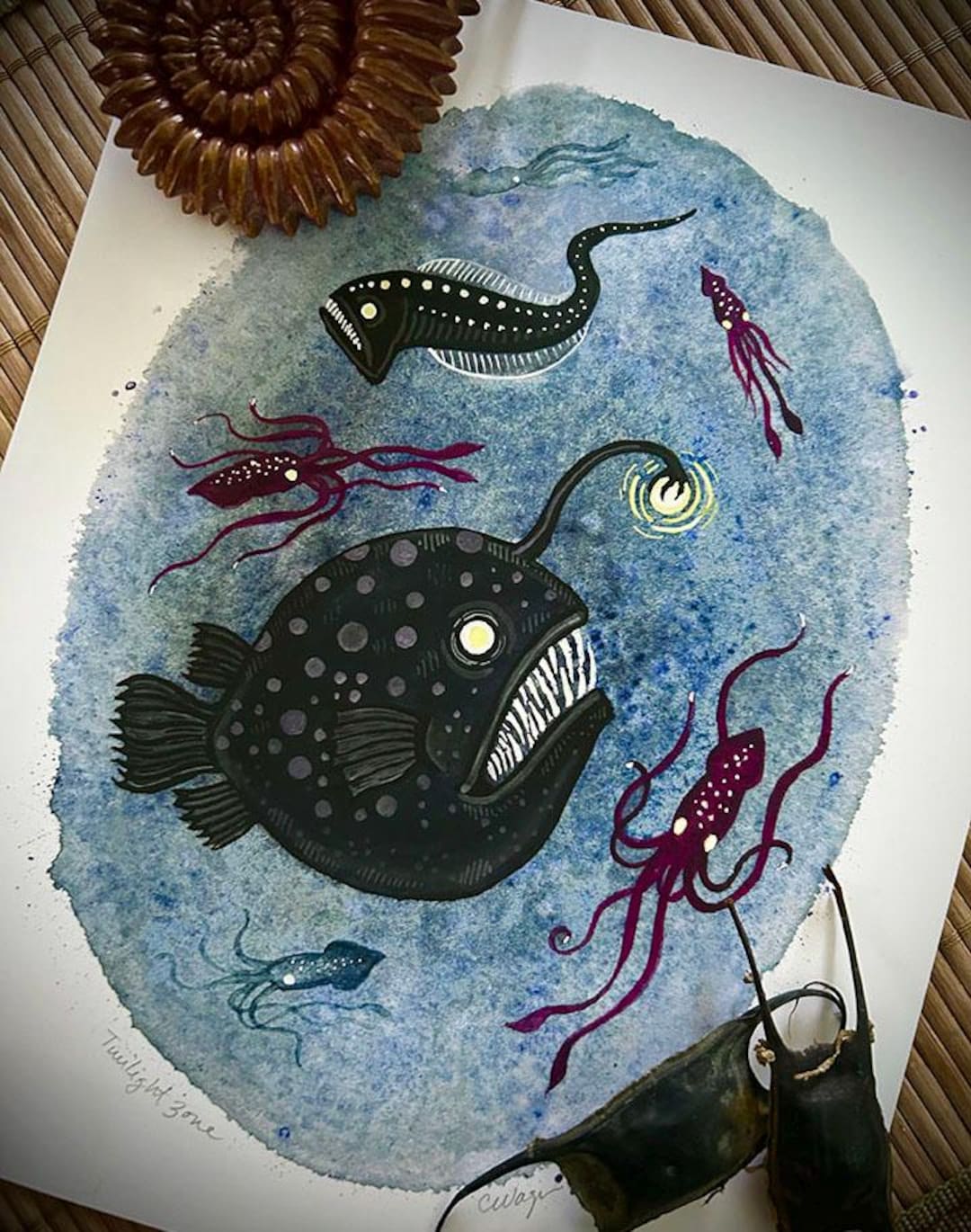 Deep Sea Angler Fish Art Print 8"x10" - Etsy