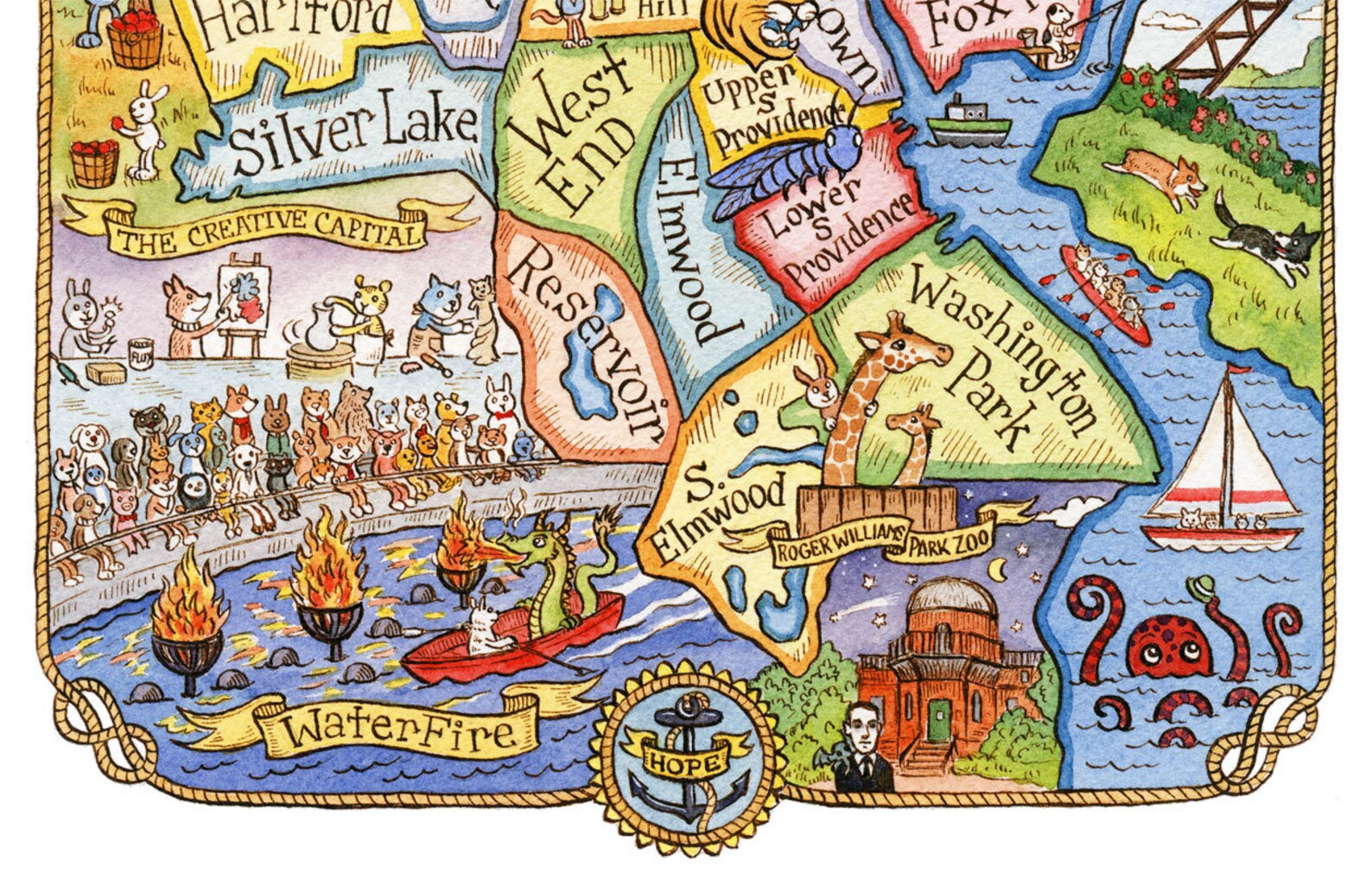 Providence Rhode Island Art Map 16 X 20 - Etsy