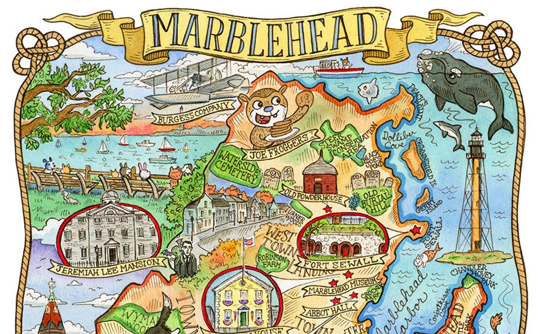 Marblehead Massachusetts Map Art Print 11"x 14" - Etsy