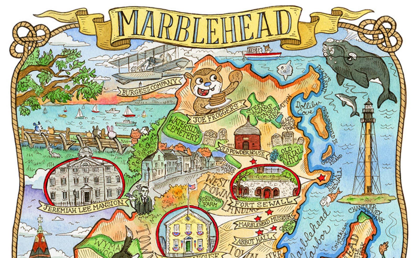 Marblehead Massachusetts Map Art Print 11x 14 - Etsy