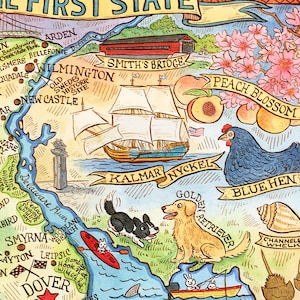 Delaware State Map Art Print 11" X 14" - Etsy
