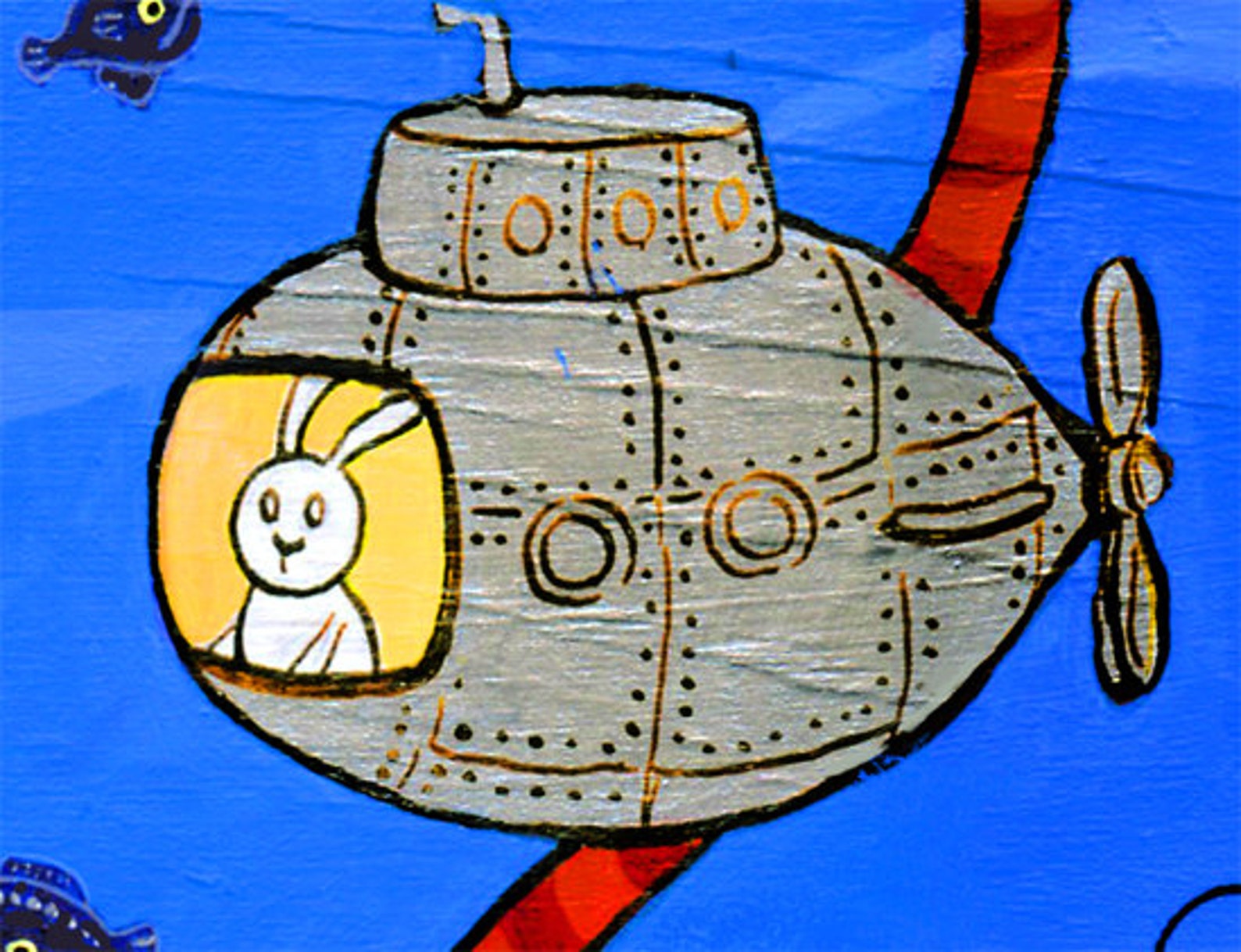 Giant Squid Bunny Submarine Art Print Deep Sea Tea | Etsy