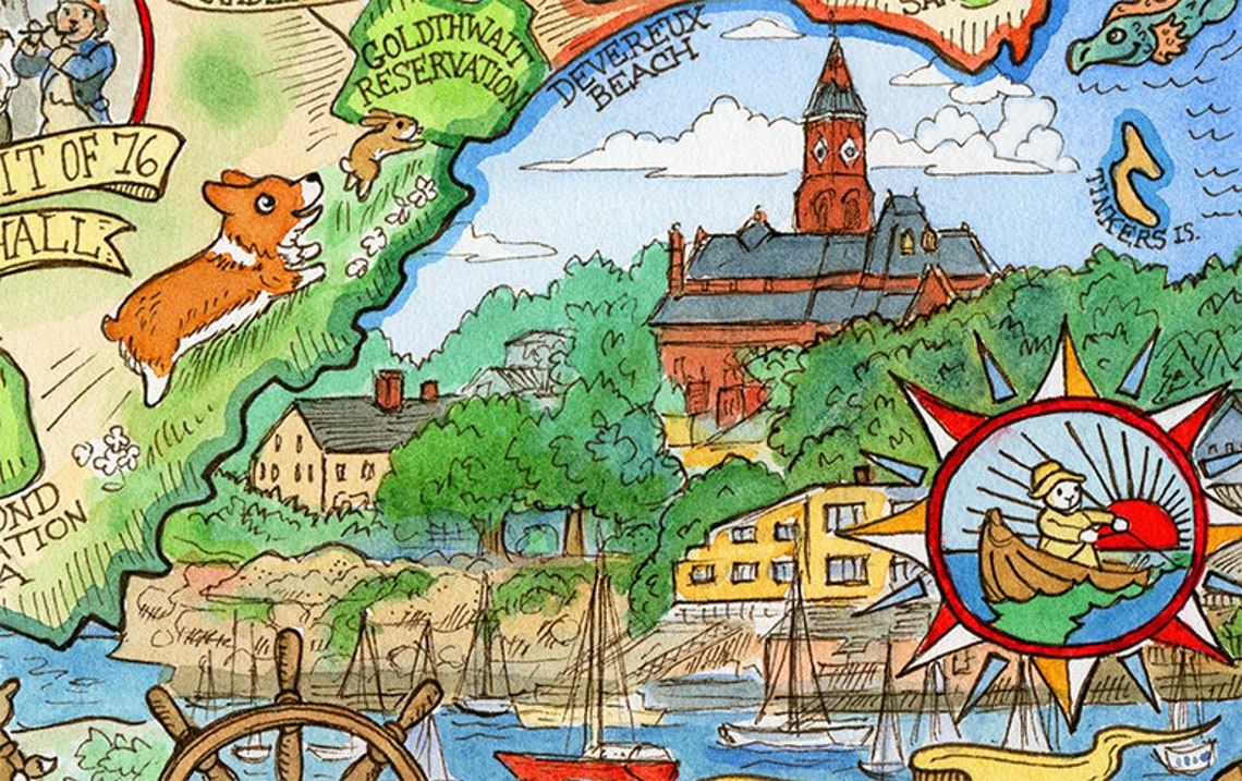 Marblehead Massachusetts Map Art Print 11x 14 - Etsy