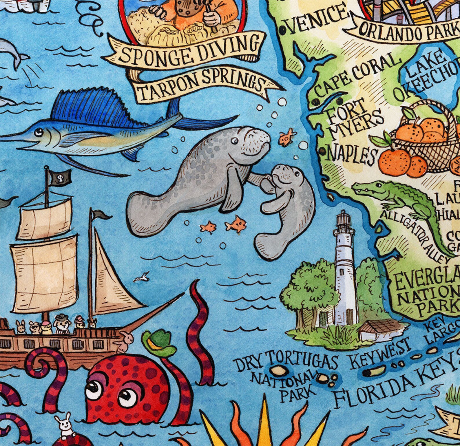 Florida State Map 16x 20 Art Print - Etsy