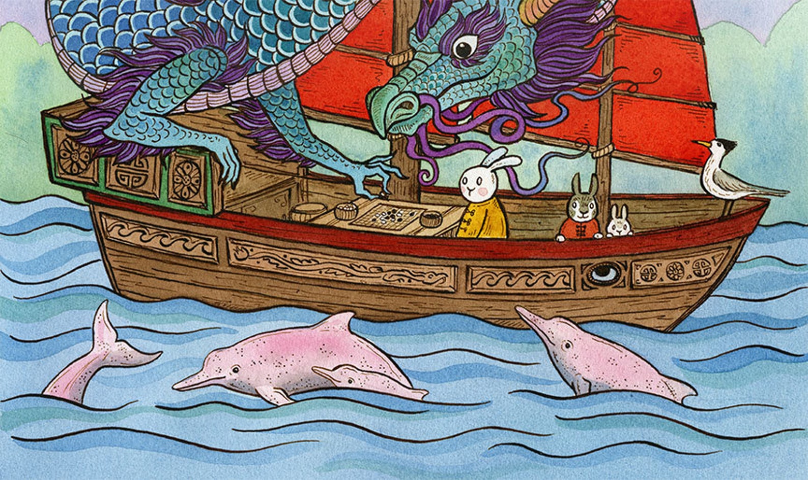 Chinese Junk Dragon Art Print 11x14 | Etsy